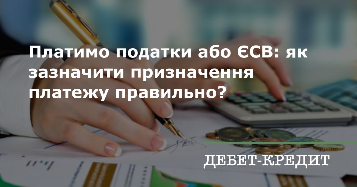 Платимо податки або ЄСВ як зазначити призначення платежу правильно